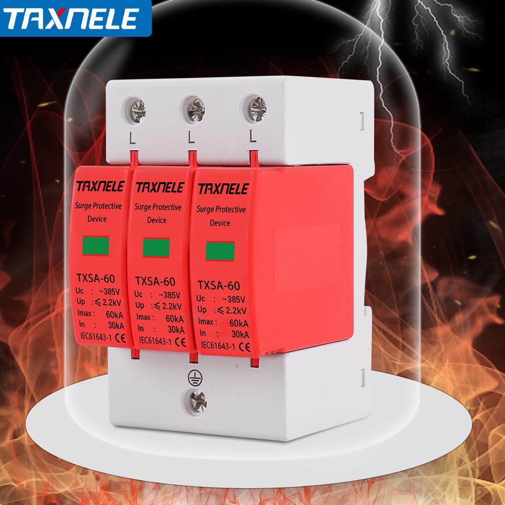 AC SPD Surge Protector Low Voltage 3P Distribution Household Lightning ...
