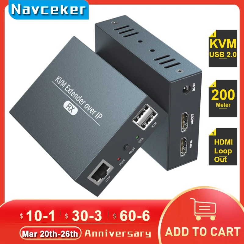 2023 Navceker HDMI KVM Extender Over IP RJ45 Ethernet Network KVM ...