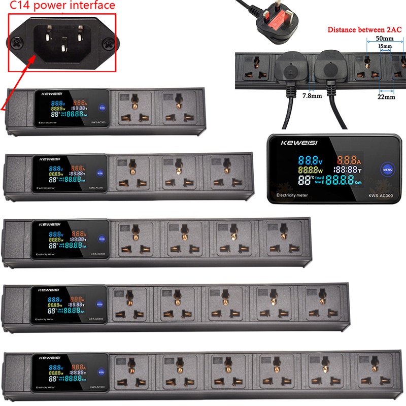 C14 input power distribution unit PDU power strip universal hole, 2-13 ...
