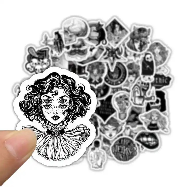 Browns 50 PCS Black Gothic Sticker SP74 Horror Scary Halloween Punk ...