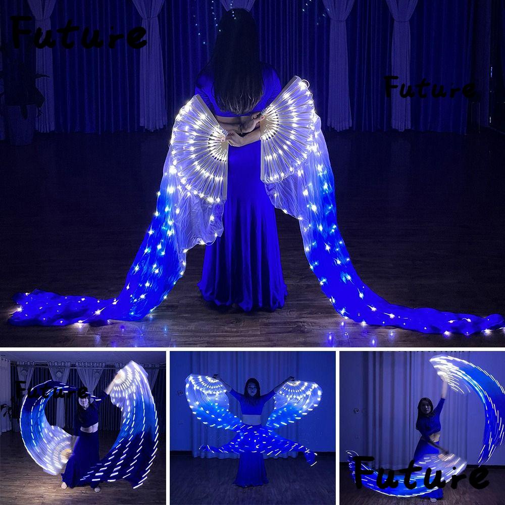FUTURE Belly Dance Fans, Silk LED Light LED Fan, Universal Veil Glowing ...