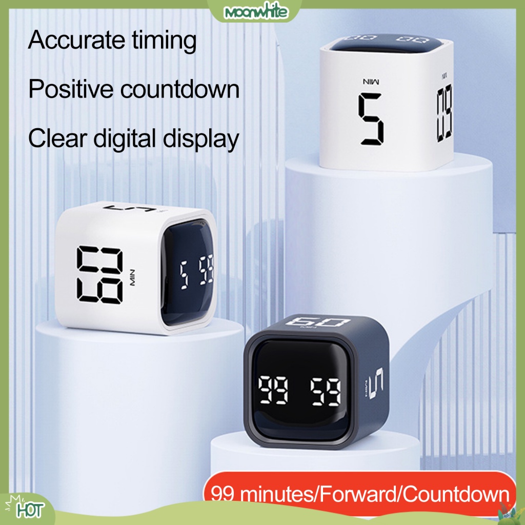 [MOONWHITE] Study Cube Timer Desktop Digital Timer Efficient Time Management Digital Timer for ...