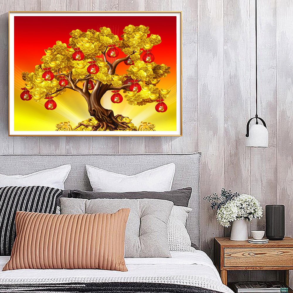 Golden Money Tree Canvas Painting House Living Room Wall Decor Poster ...