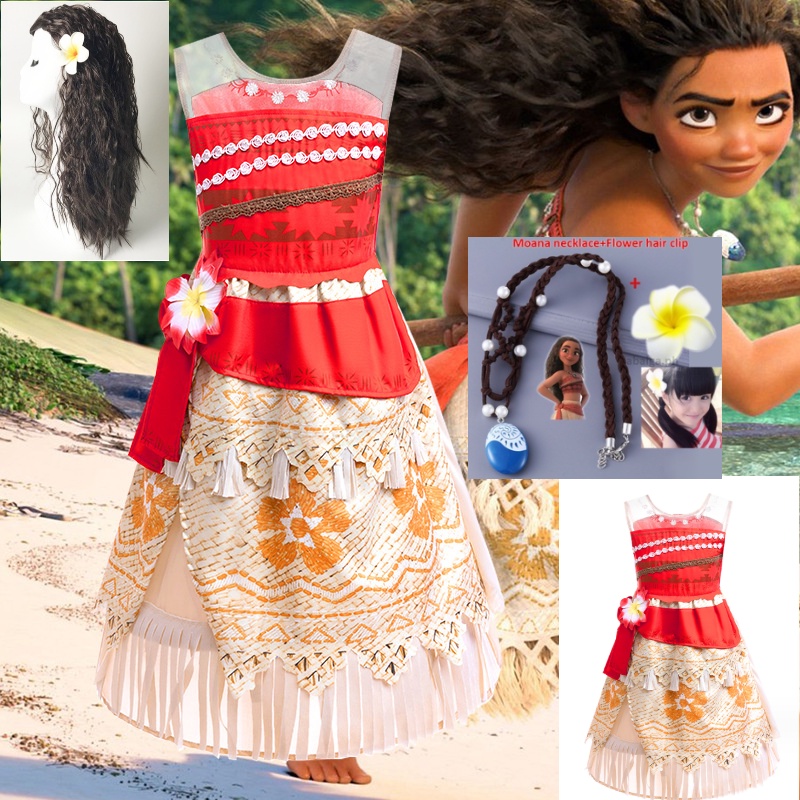 Moana Dress for Kids Girls Princess Dress Summer Cartoon Print Moana ...