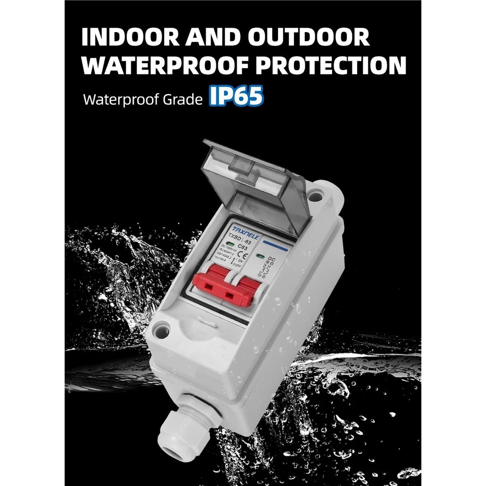 IP65 Waterproof Electrical Distribution Box HT-2p Outdoor AC DC Solar Circuit Breaker MCB 63A ...