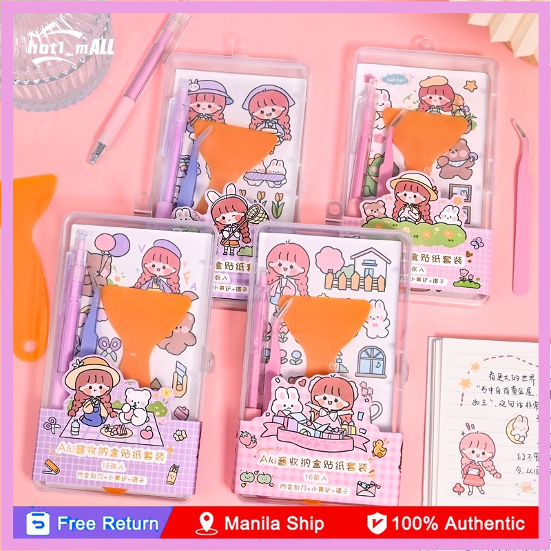 Storage box hand account sticker set cute stickers with carving knife ...