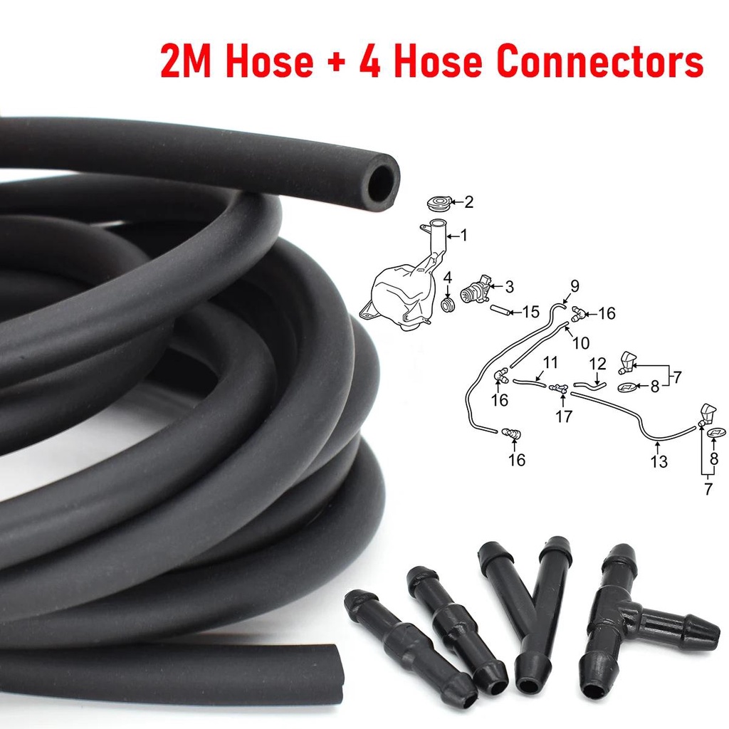 2m Car Windscreen Washer Hose Wiper Cleaning Nozzle Pipe Windscreen ...