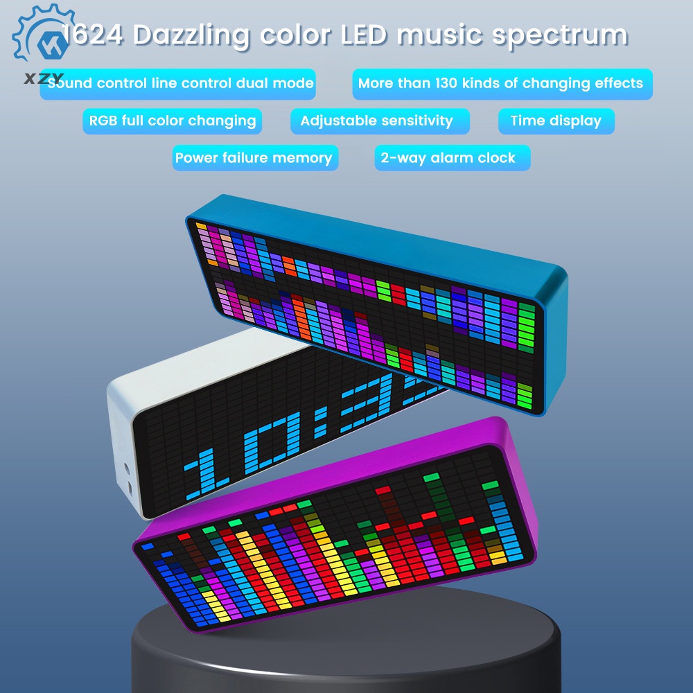 Dazzle Color RGB Music Spectrum Display LED Pickup Ambient Light Electronic Clock Sound Control ...