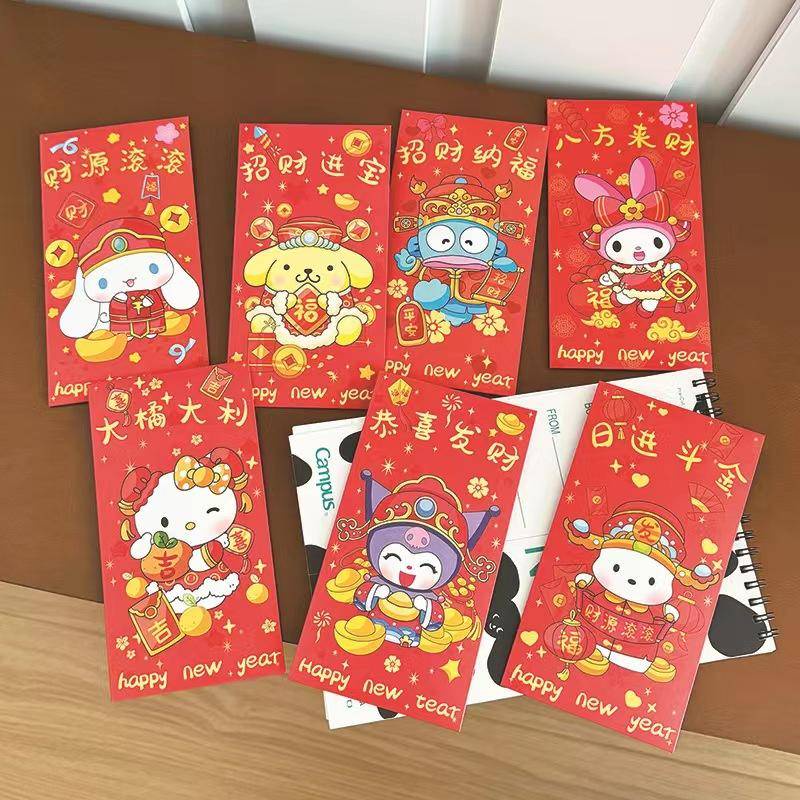 6 Pieces 2024 Sanrio Angpao HANYODON kuromi mymelody Cinnamoroll ...