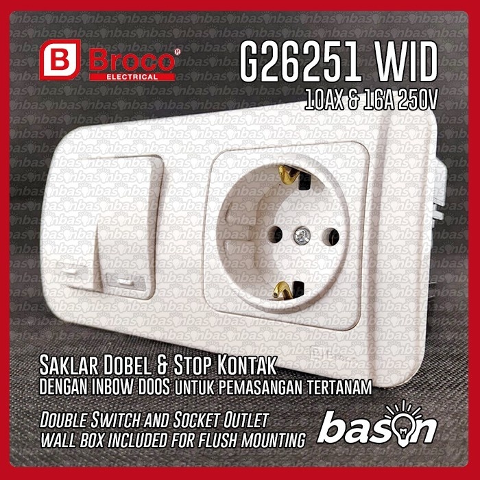 Broco Galleo G26251 2 Gang Switch + Socket - Double Frame Double ...