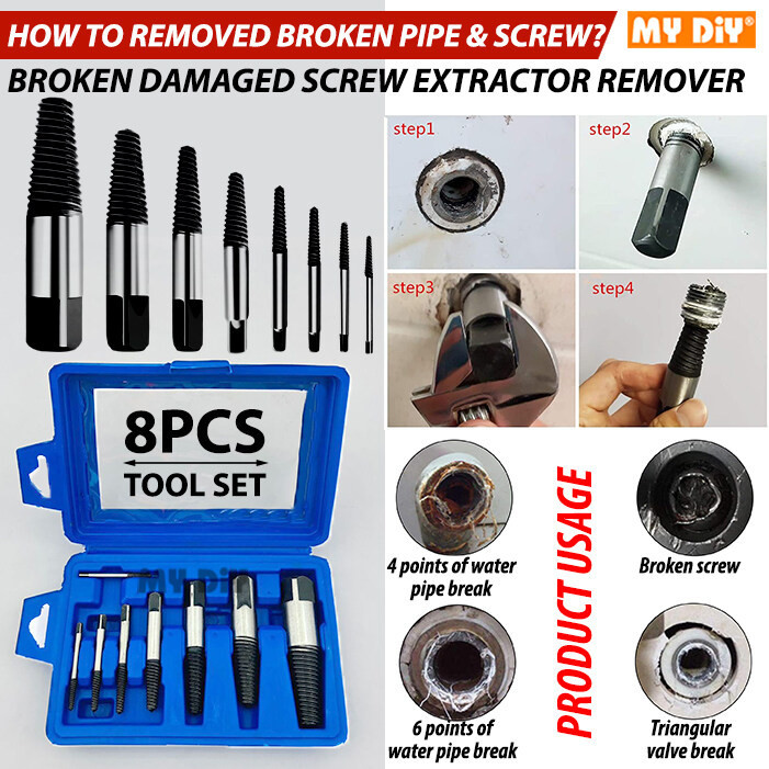 MYDIYHOMEDEPOT - 8PCS Broken Screw Pipe Extractor Remover Screw ...