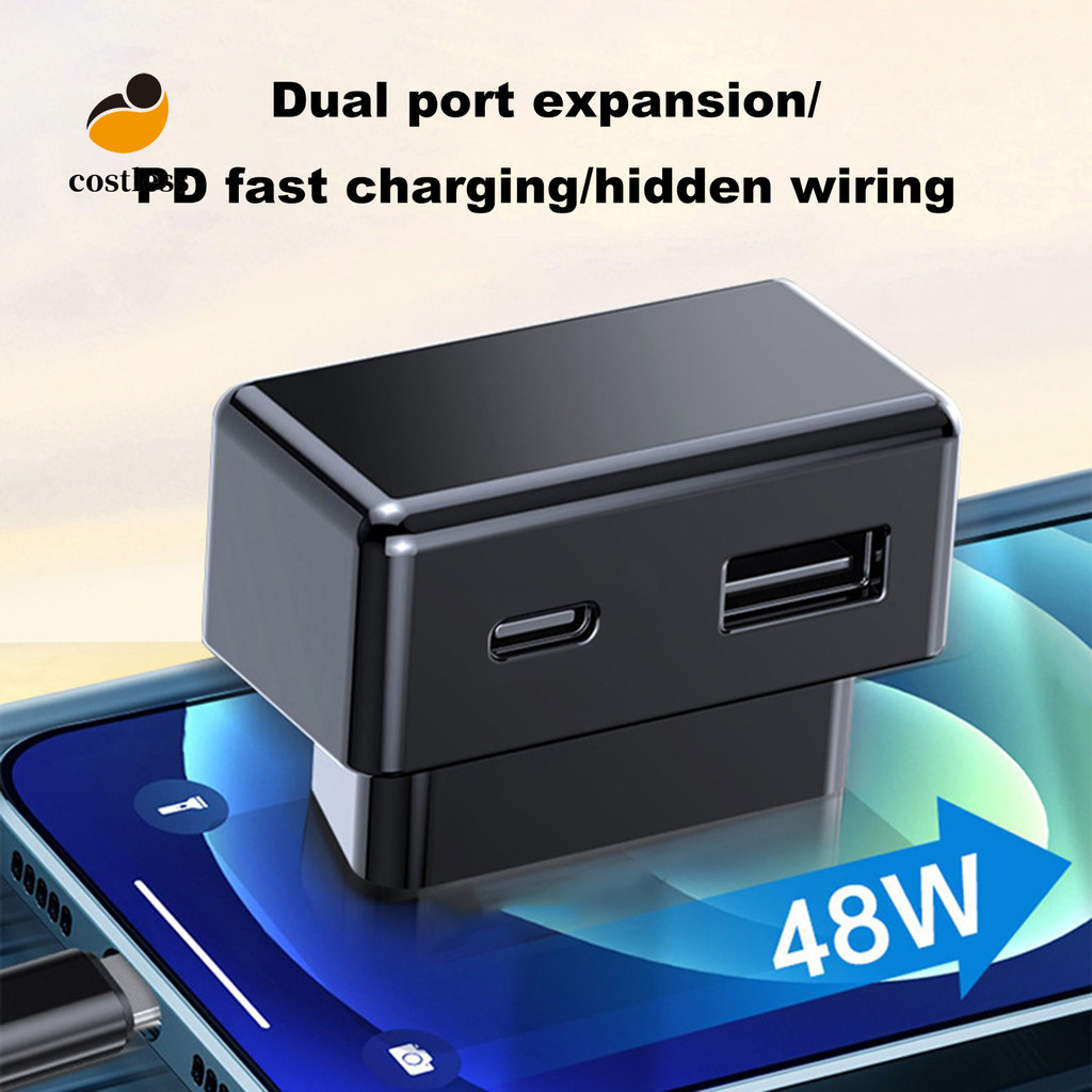 COL Car Plug Ports Extender Cellphone PD-Fast Charging Head Hidden ...