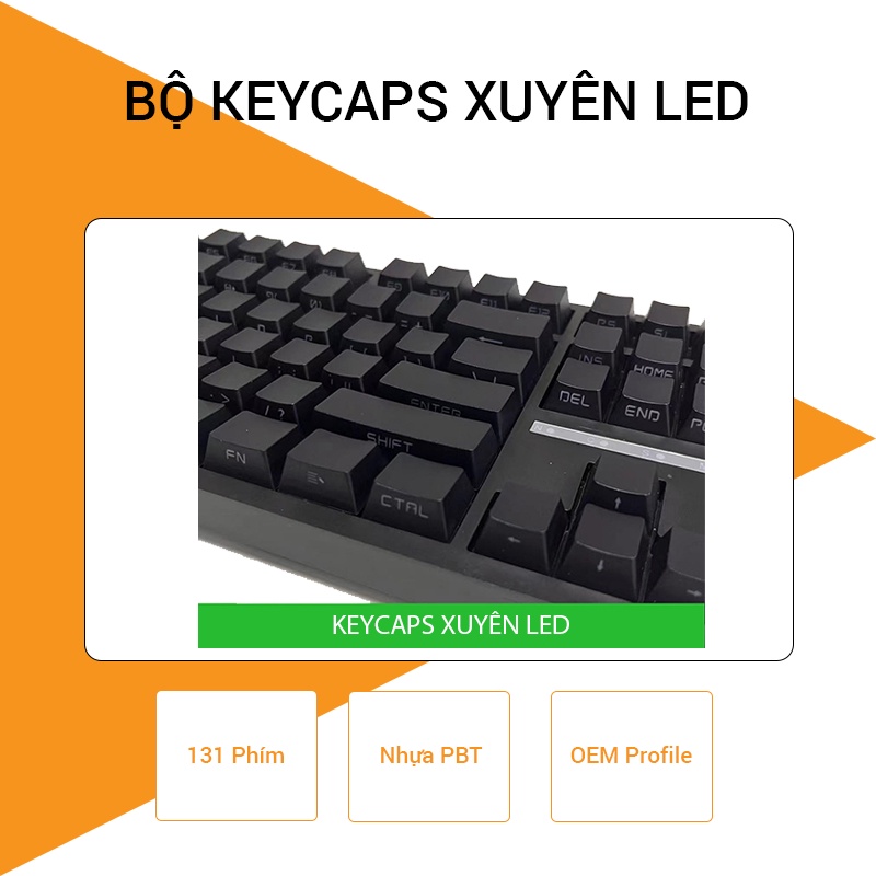 Keycaps set 131 PBT keys through LED - Horizontal engraved letters ...