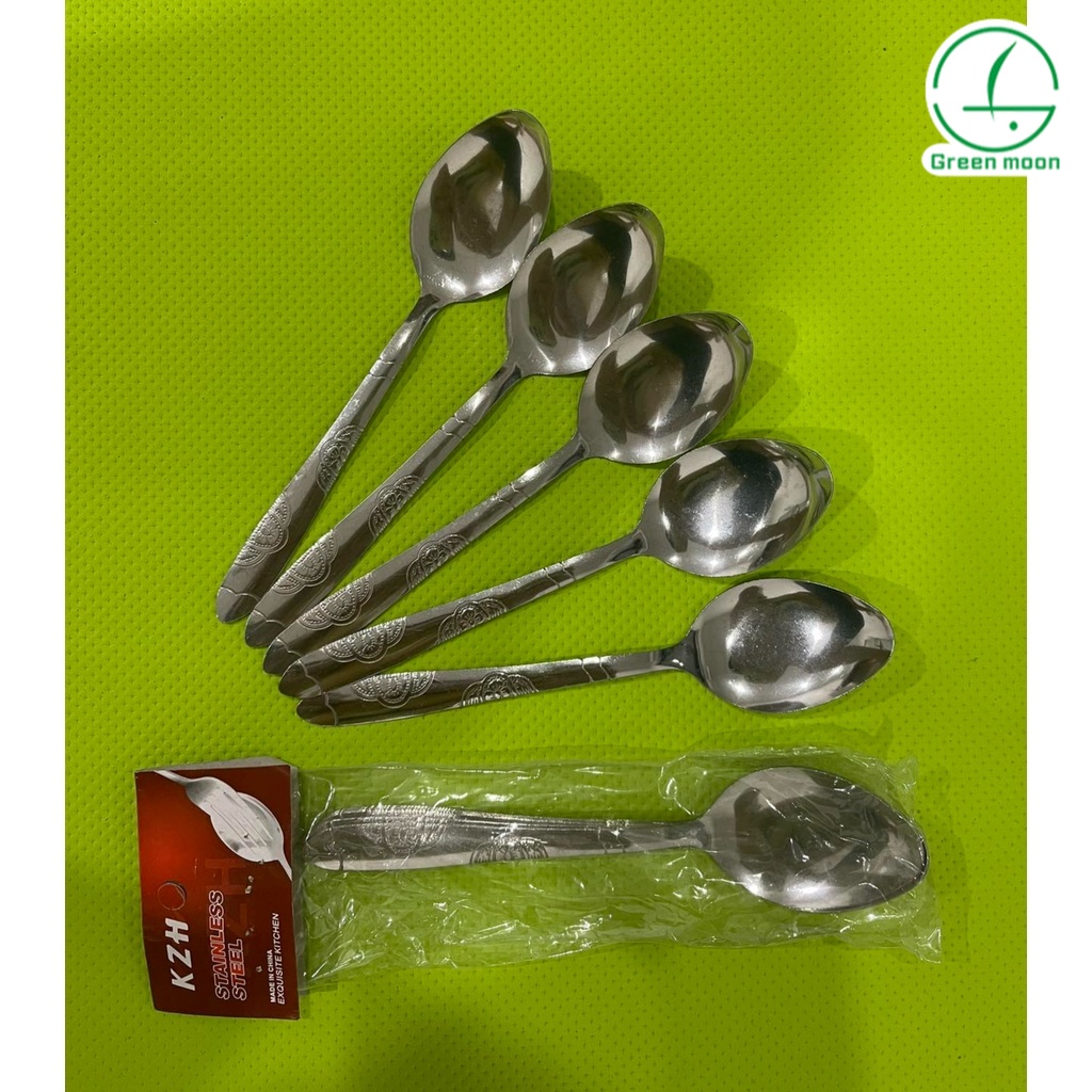 Green Moon Stainless Steel Thin Spoon and Fork 12pcs Set ( SILVER ...