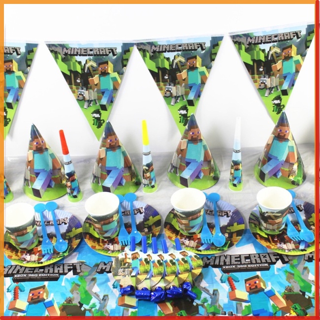 HOG Minecraft Theme Disposable Tableware Set Birthday Party Supplies ...