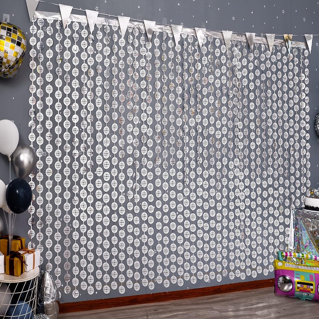 Disco Party Decorations Disco Ball Photo Booth Props 3.3x6.6ft Silver ...