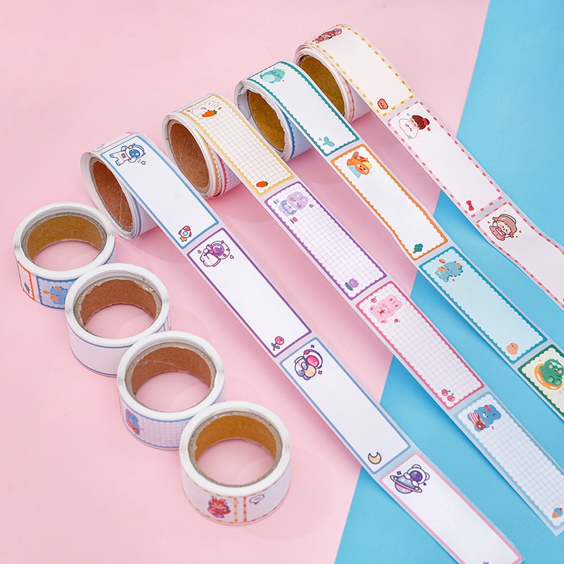 60 Pcs Rolled Self-Adhesive Cartoon Name Stickers Student ...