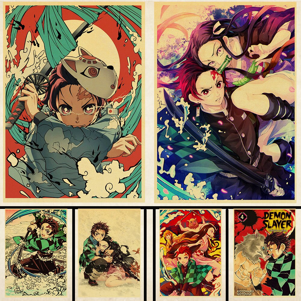 Retro Anime Boy Posters Kamado Tanjirou Demon Slayer Kimetsu No Yaiba ...