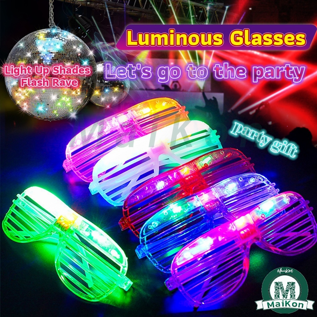Party Led Glow Cold Light Eyes Glasses Light Up Shades Flash Rave ...