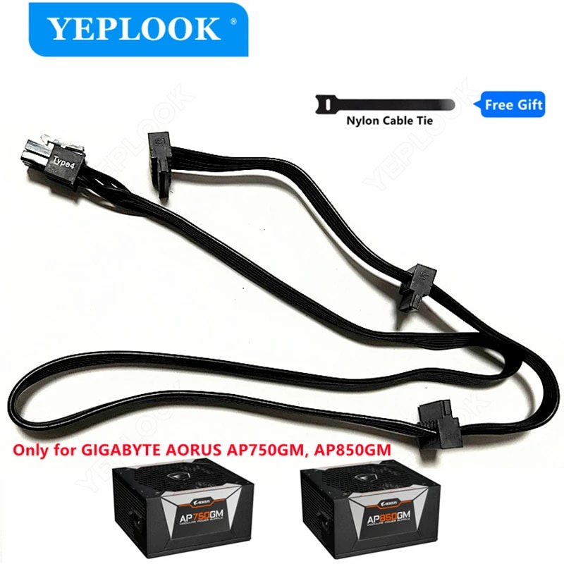 Original PCIe 6Pin to 3 SATA Hard Driver SSD Power Cable 18AWG For ...
