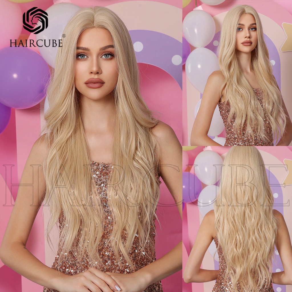 Barbie Forehead New Product Medium Gold Highlight Big Wave Long Curly ...