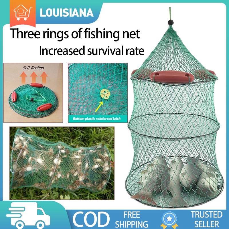 Foldable Net Cage Boat Fishing Three Floating Ball Net Fishing Glue ...