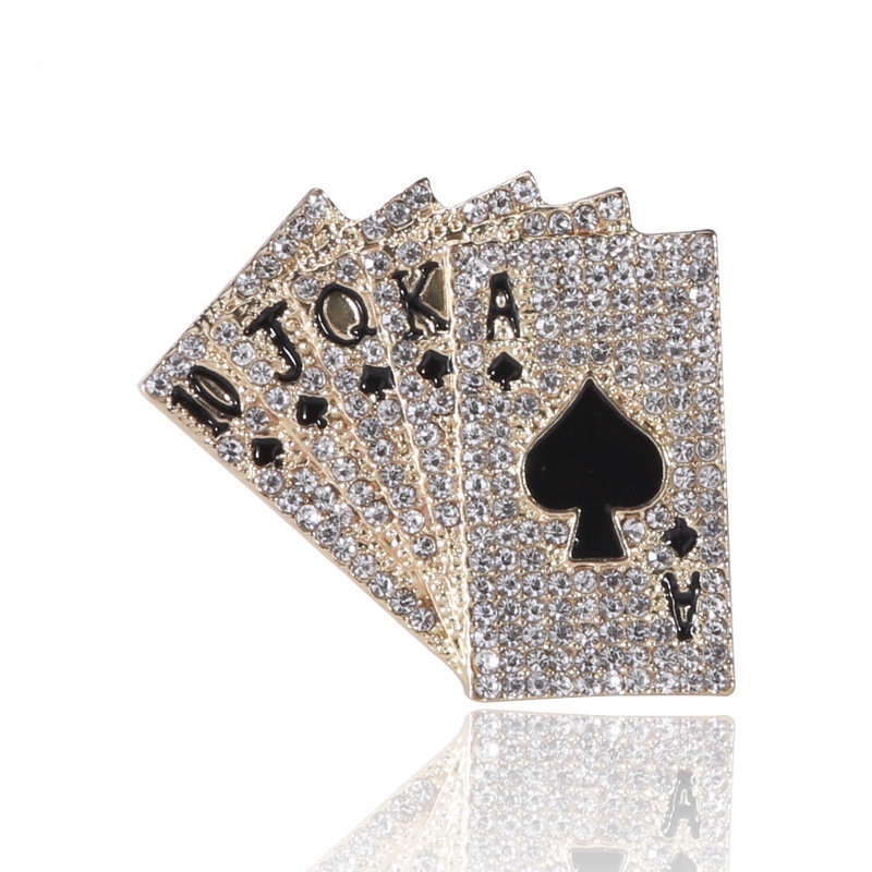 Creative New Fashion Hip Hop Playing Cards Flush Brooches Men Women ...