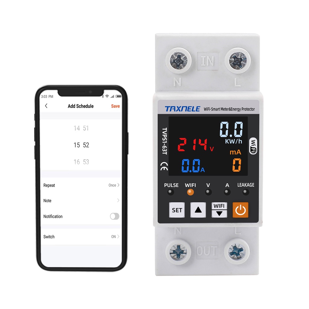 TAXNELE 63A 110v 220v TUYA APP WiFi Smart Circuit Earth Leakage Over ...