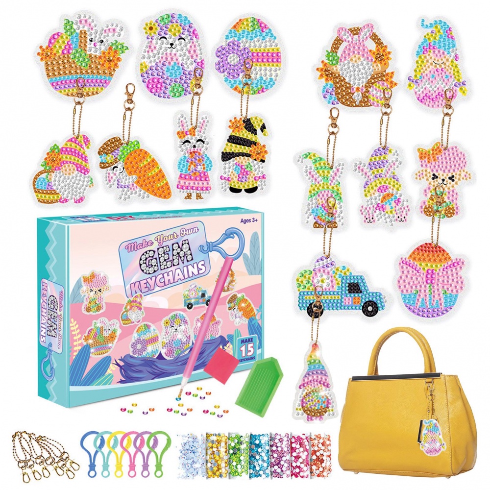 YL Diamond Art Keychain Set，5D Gem Art Keychains for Adults，Diamond Art ...