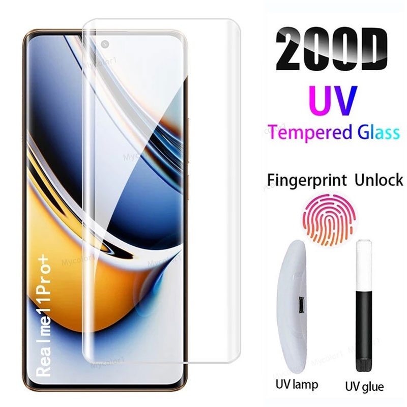 UV Liquid Full Curved Tempered Glass For Realme real me 15 14 13 12 11 ...