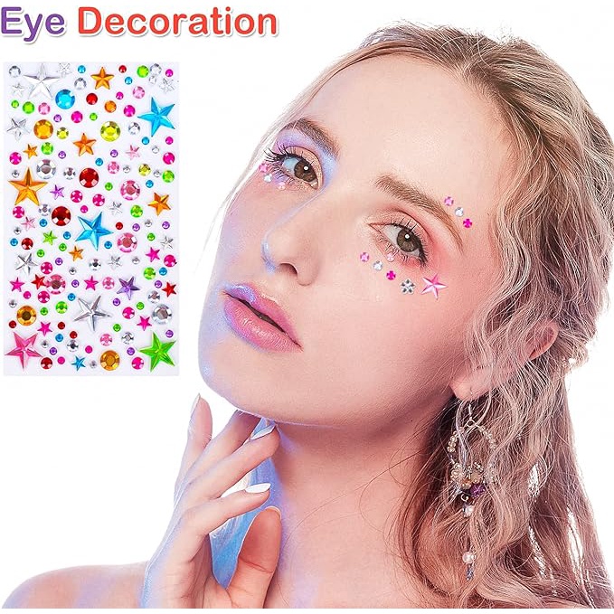 Color Star Diamond Gem Face Stickers Eyebrow Self Adhesive Jewelry ...
