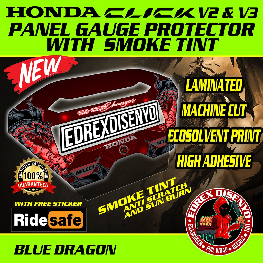HONDA CLICK PANEL GAUGE PROTECTOR FOR V3 and V2 WITH SMOKE TINT AND ...