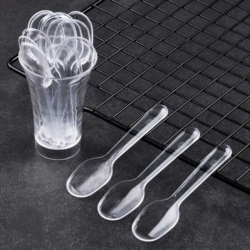 200pcsClear Plastic Spoons Disposable ice cream spoon | Shopee Philippines