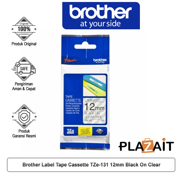 Brother Label Tape Cassette TZe-131 12mm Black On Clear | Shopee ...