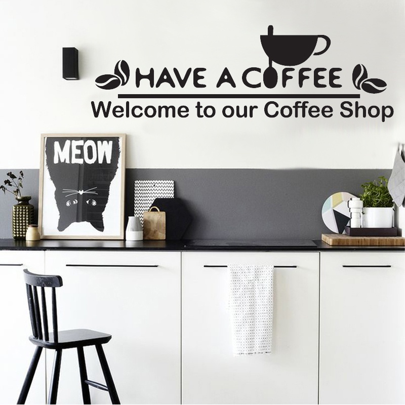Welcome to Our Coffee Shop Vinyl Wall Sticker Cafe House Window Doors ...