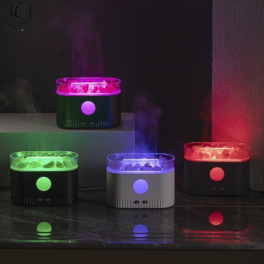 Flame Aroma Diffuser Essential Oil NEW Crystal Stone Volcanic Lamp 200ml USB Air Humidifier Salt ...