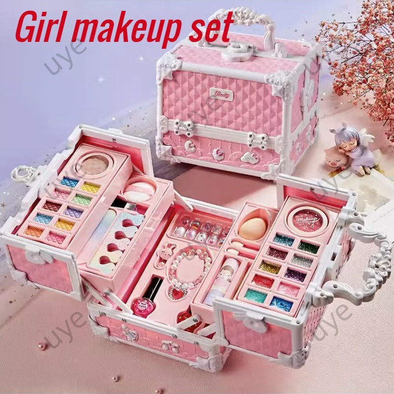 Children Makeup Kit For Girl makeup set Lipstick eye shadow nail polish ...