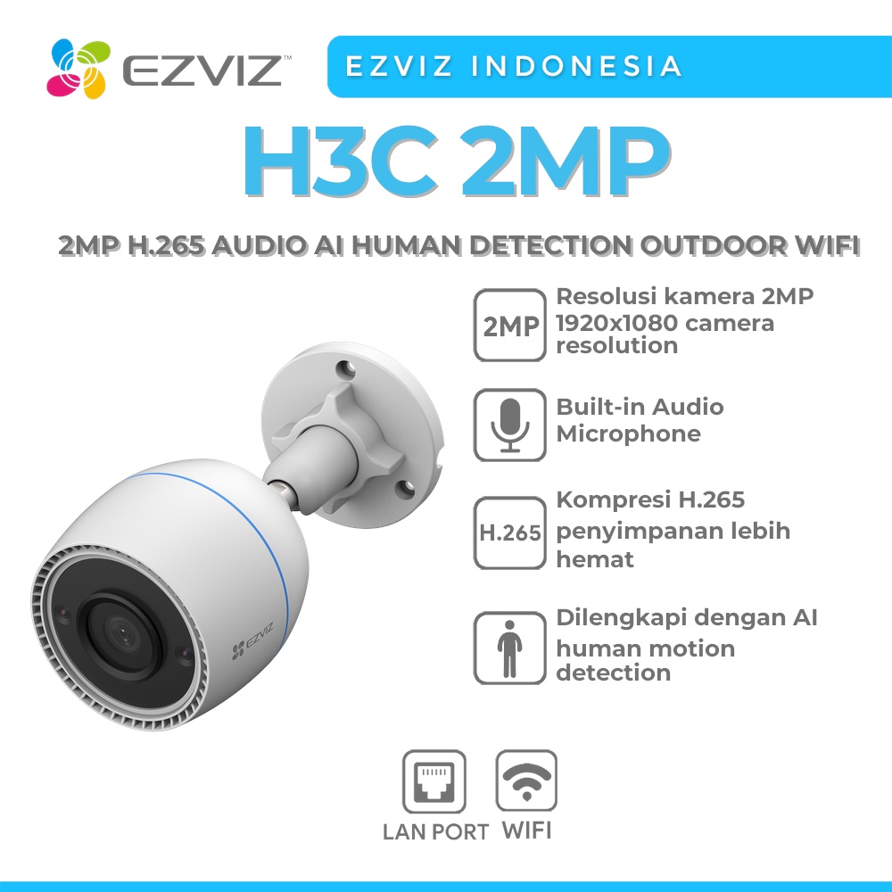 Ezviz H3C 1080P 2MP H.265 AUDIO AI HUMAN DECKTION OUTDOOR WIFI CAMERA ...