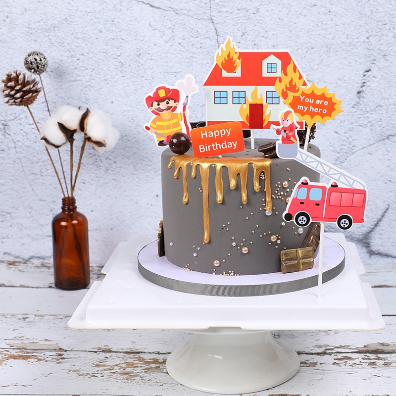 Cake decoration, firefighter, fire truck, cloud ladder, consumer hero ...