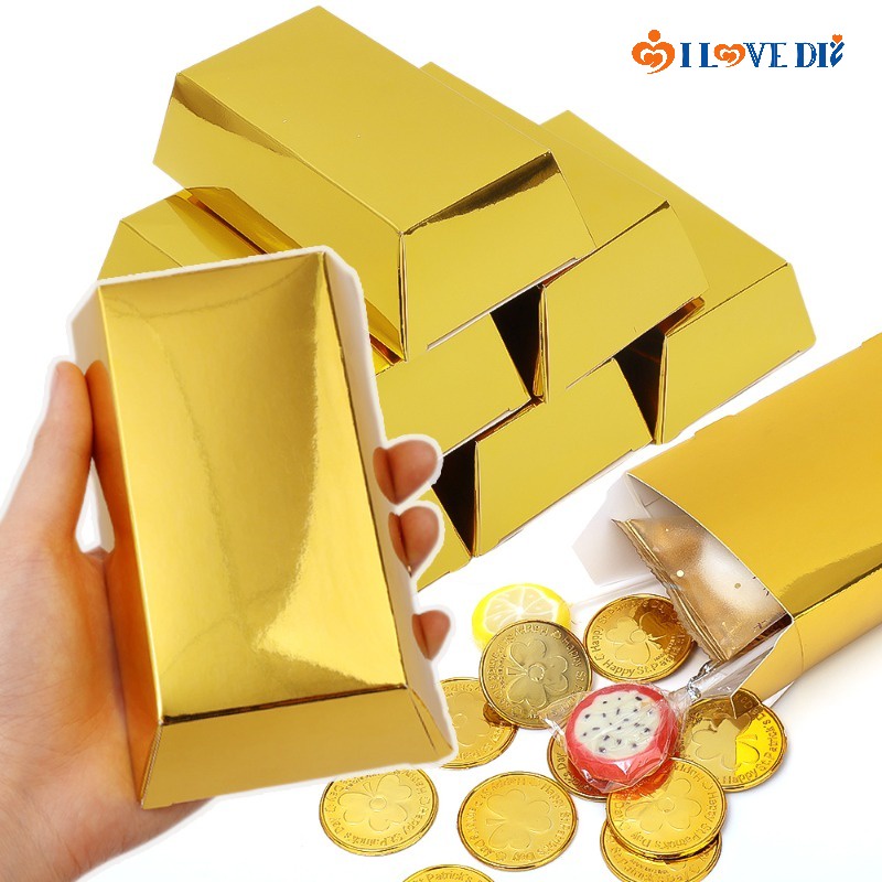 5Pcs Creative Fake Gold Bar Gift Boxes Simulation Treasure Brick Paper ...