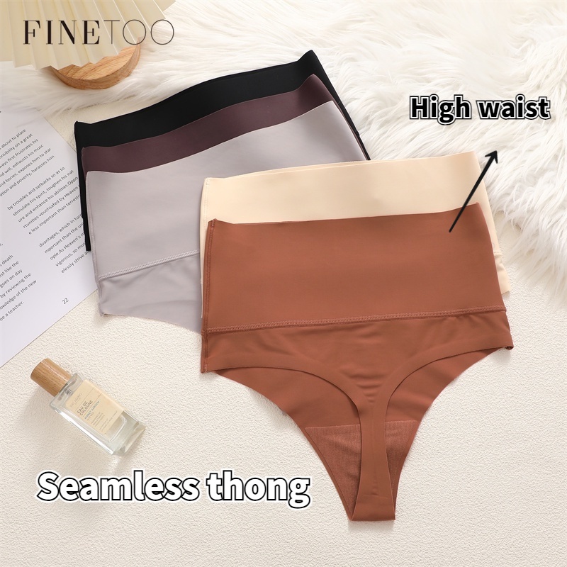 FINETOO Bodyshaper High Waist Seamless Thong Women Anti-Bacteria ...