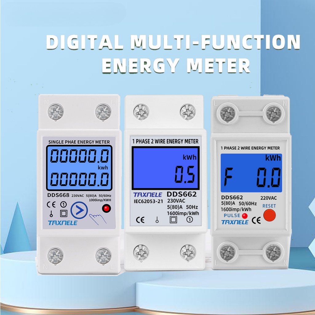 Din Rail Single Phase Wattmeter Power Consumption Watt Electronic ...