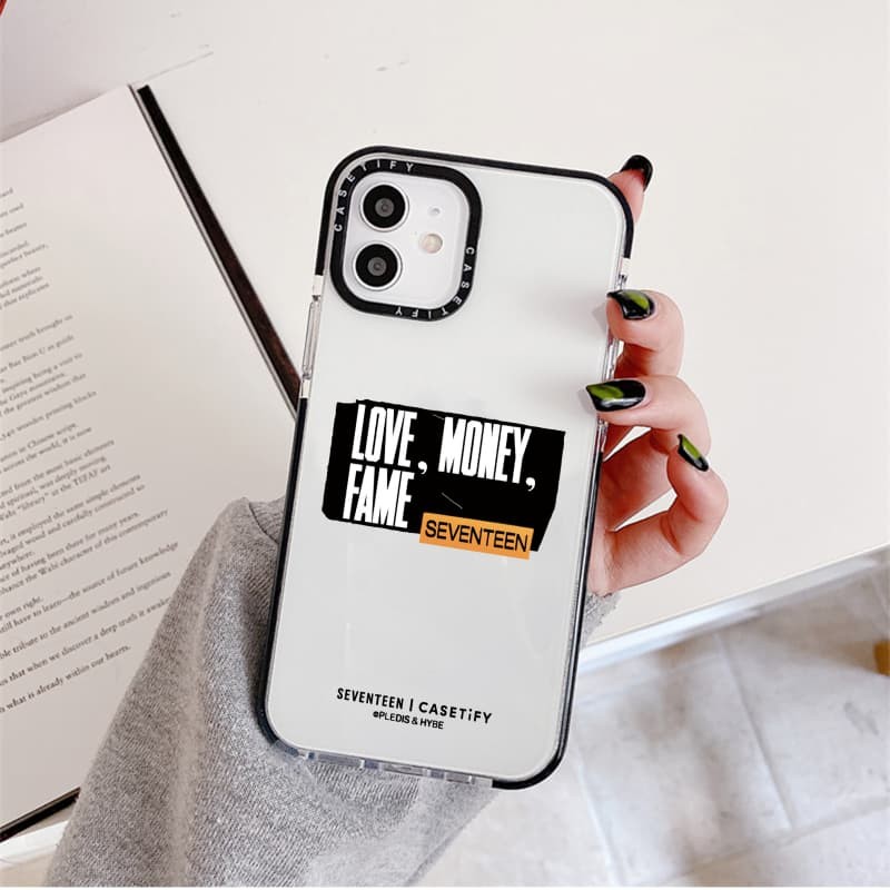 CASECASE X SEVENTEEN SPILL THE FEEL Title Case Black White Edge Clear ...
