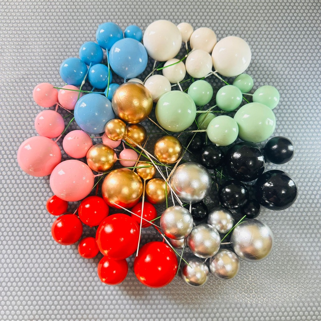 20pcs Mix Balls Cake Topper Gold White Pink Blue Balls Party, Dessert ...