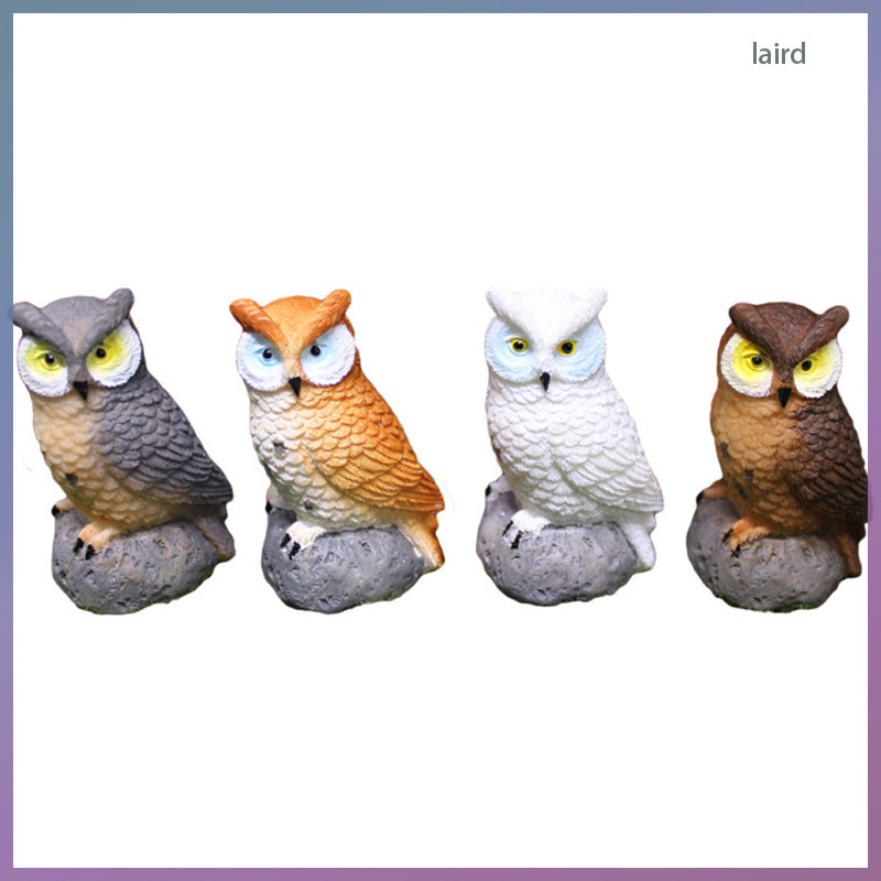 4 Pcs Bird House The Owl Toys Resin Animal Figurines Desktop Mini ...