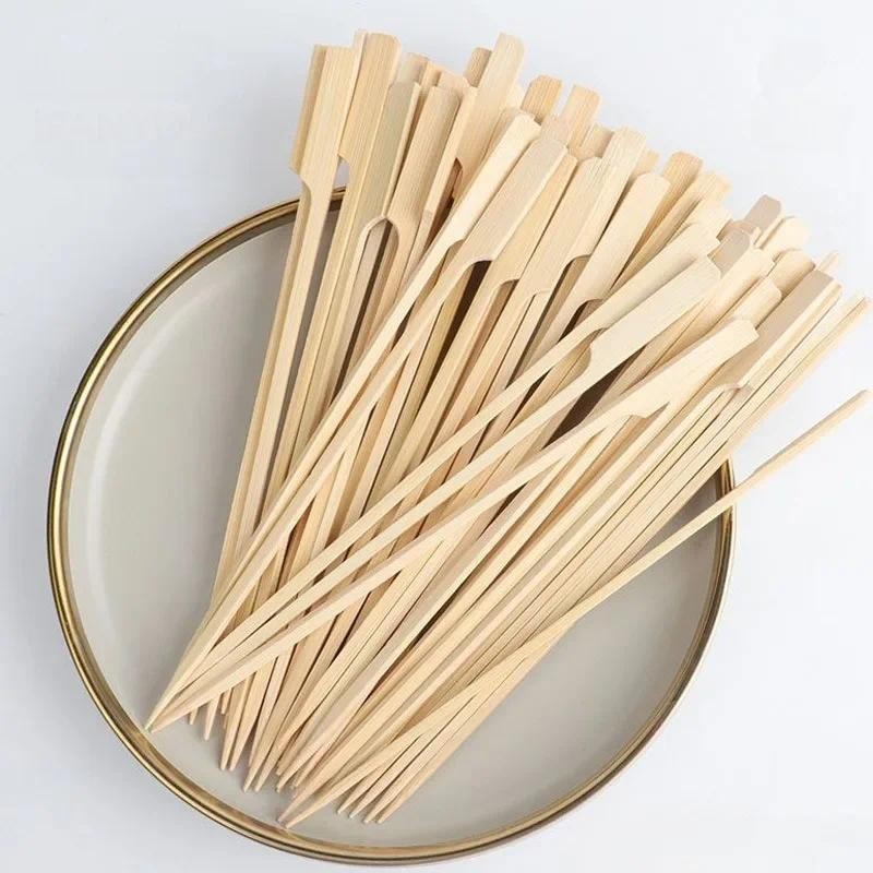 15/18/20cm Disposable Barbecue Bamboo Sticks Natural Wood BBQ Skewers ...