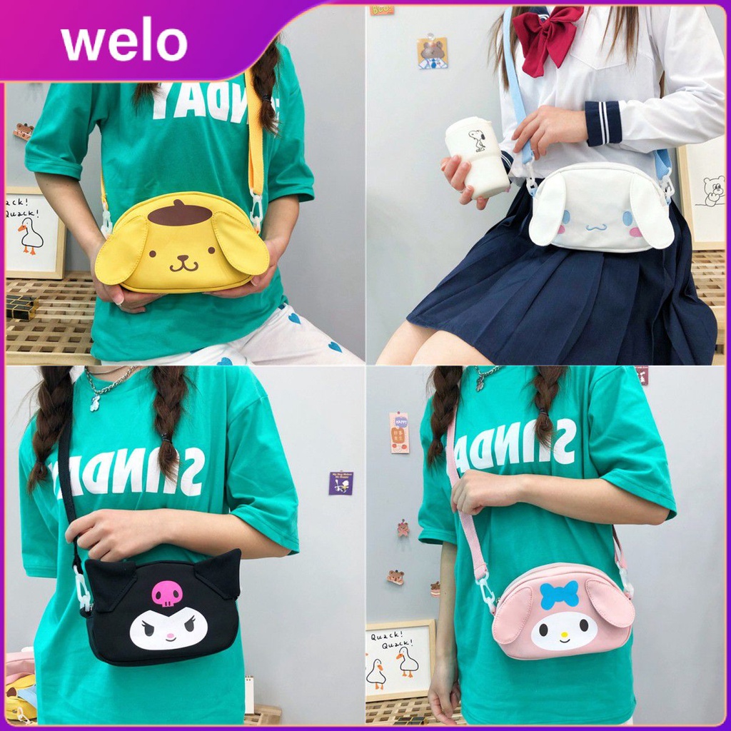 WELO Sanrio Crossbod Bag Cartoon Kuromi Cinnamoroll Shoulder Bag Casual ...