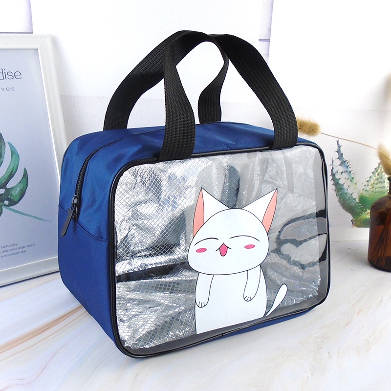 Transparent cartoon lunch bag handbag men's and women's large capacity ...
