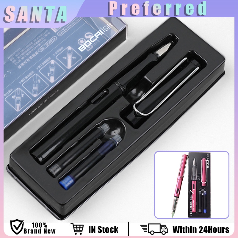 Fountain Pen Set Replacable ink case 0.38 mm writing School office ...