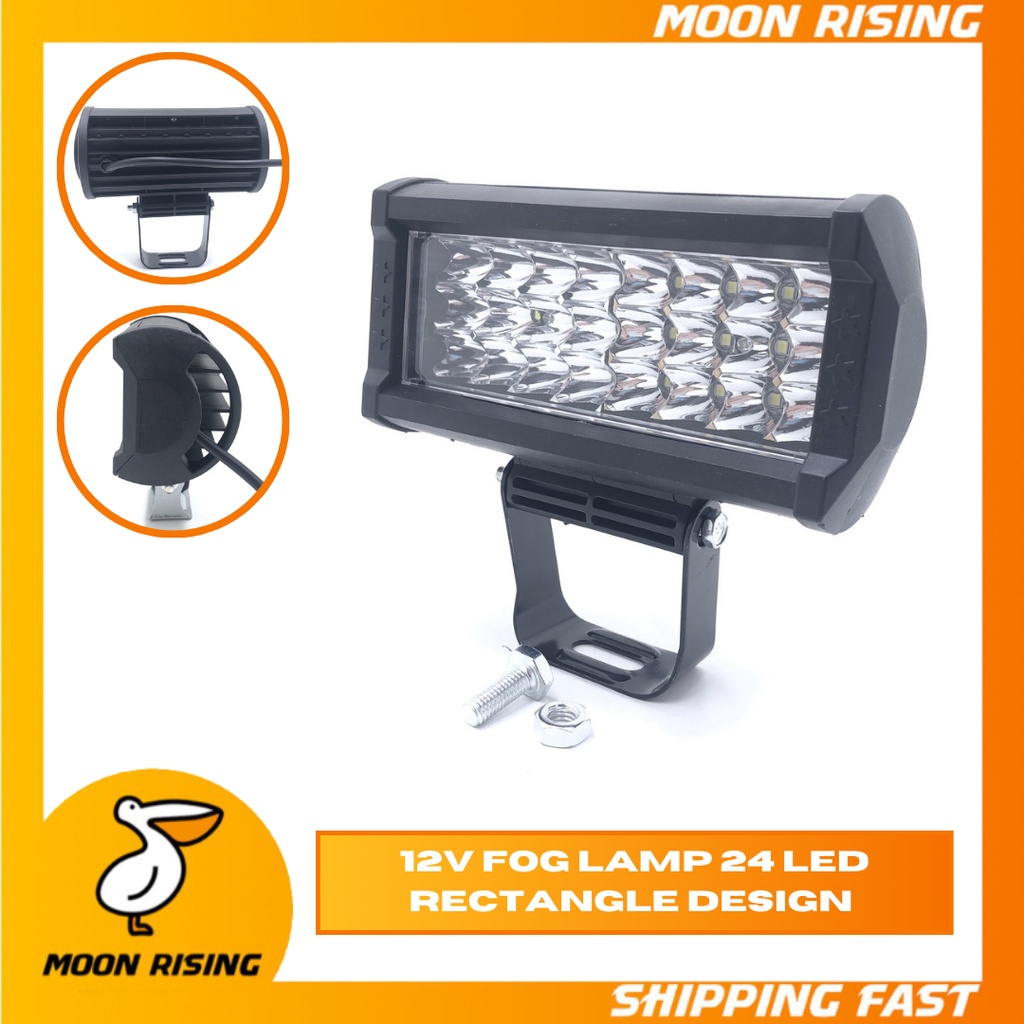 MOTORCYCLE LIGHTS 12V FOG LAMP 24 LED RECTANGLE DESIGN MOTORCYCLE LED ...
